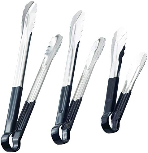 HINMAY 3 Pack Kitchen Tongs with Comfort-Grip Handle Heavy Duty ...