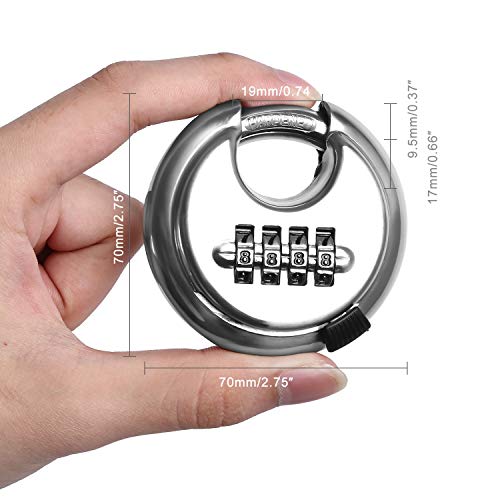 DELSWIN 4 Digit Combination Disc Padlock with Hardened Steel Shackle ...