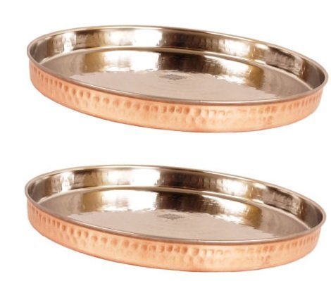Buy SSSILVERWARE Handmade Steel Copper Dinner Plate set of 2 for ...