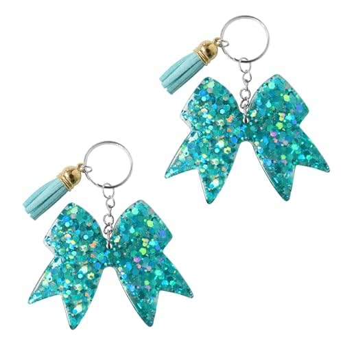 Amazon.com: Glitter Cheer Bow Keychain - Cheer Charm Keychains Girls ...