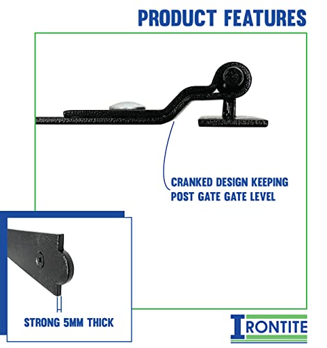 IRONTITE Cranked Black Gate Hinges Heavy Duty 300mm (12″), Hook and ...