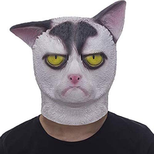 Buy Molezu Halloween Novelty Mask Costume Party Latex Grumpy Cat Horror ...