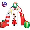Amazon.com: 8FT Christmas Inflatables Archway, Santa Claus and Snowman ...