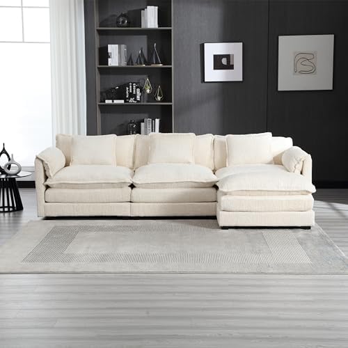 Amazon.com: Fluffy Chenille Convertible Modular Sectional Sofa Cloud ...