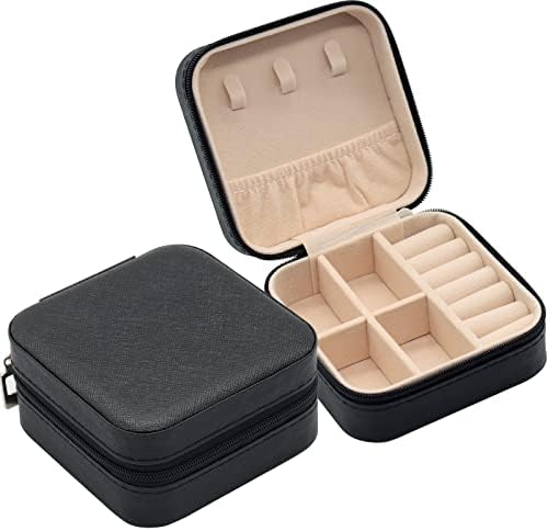 Portable Travel Mini Jewelry Box Pink Leather Jewellery Ring Earrings ...