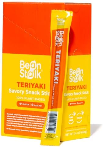 Amazon.com: Bean Stalk Savory Snack Sticks Teriyaki Flavor| Plant Based ...