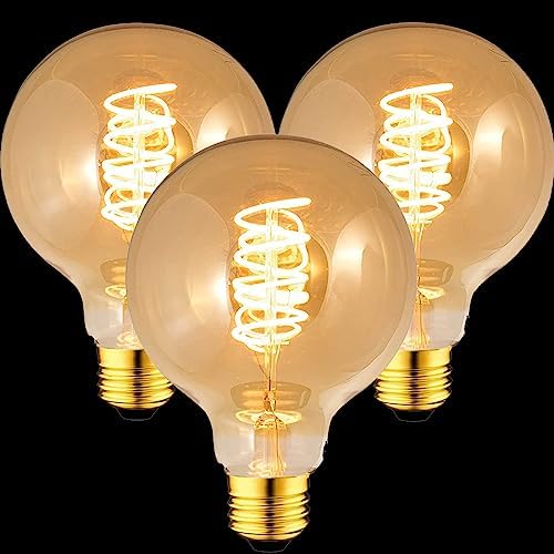FASUTY Vintage Edison Light Bulb Dimmable G80 Spiral Flexible LED ...
