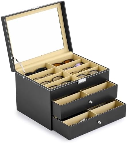 Amazon.com: MAHIONG 12 Slot Sunglasses Storage Organizer, Double-Layer ...