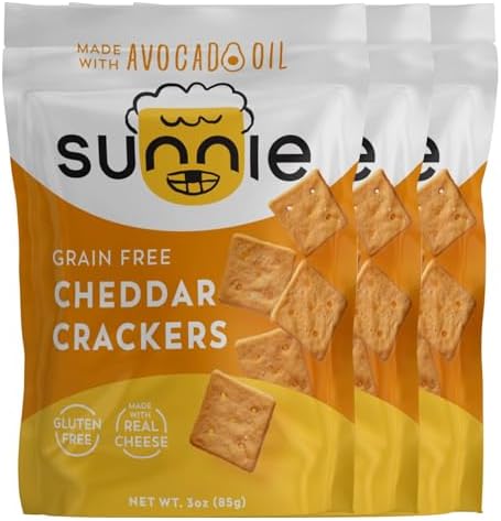 Amazon.com: Sunnie Gluten Free Cheddar Crackers - Healthy Grain Free ...