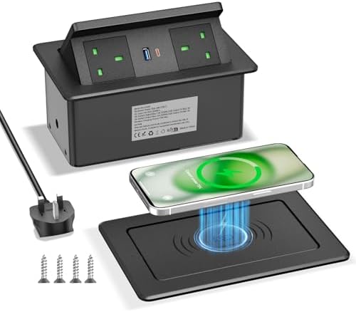 Desktop Power Socket with USB C PD20W, Aluminum Recessed Power Strip 2 ...