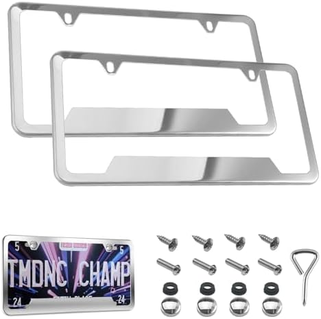 ELECTRONLUMEN Stainless Steel License Plate Frames 2 Holes Fit Standard US/CA License Plate ...