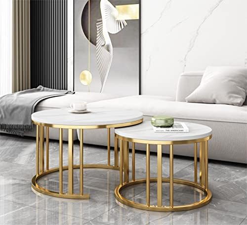 Amazon.com: Merax Nesting Coffee Table with Marble Pattern Circular ...