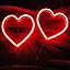 2Pcs Red Led Heart Sign,Battery Powered Neon Heart Valentine's Red Love ...