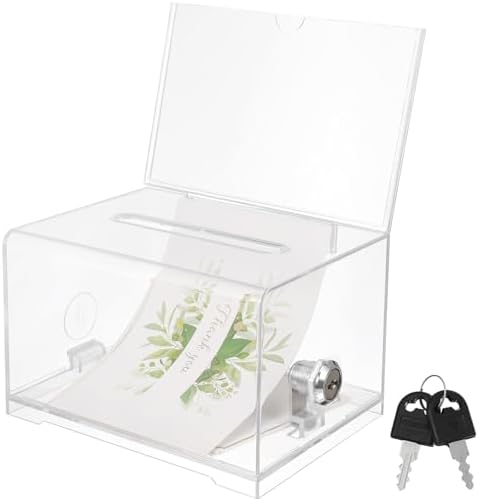 Amazon.co.jp: DOITOOL Donation Box Money Bank with Key Acrylic Survey Box Ballot Box Safe ...