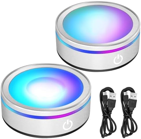 EEEKit LED Light Base, 2 Pack Lighted 6 Colour Round Display Stand for ...
