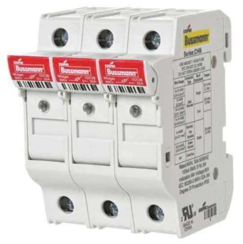EDISON FUSE CHM3DIU Fuse Holder, 10X38, W/Indicator, 3 Pole, 600 Volt ...