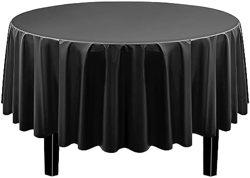 Amazon.com: Fixwal 12pcs Black Round Plastic Tablecloth, 84 Inch ...