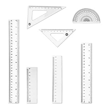 7 Pieces Plastic Ruler, Transparent Precision Ruler, Double Sided Ruler ...