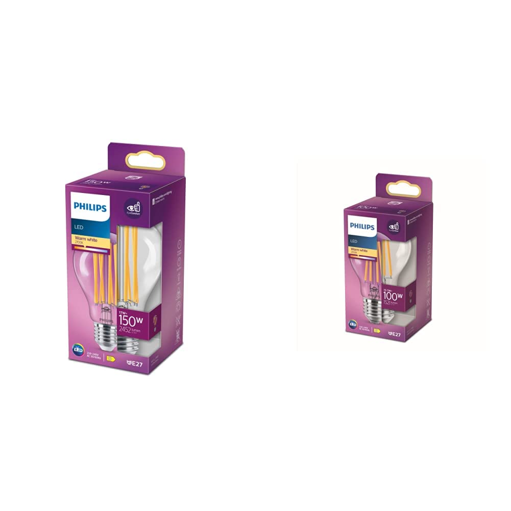 Philips LED Classic A67 Clear Light Bulb [E27 Edison Screw] 17W - 150W ...