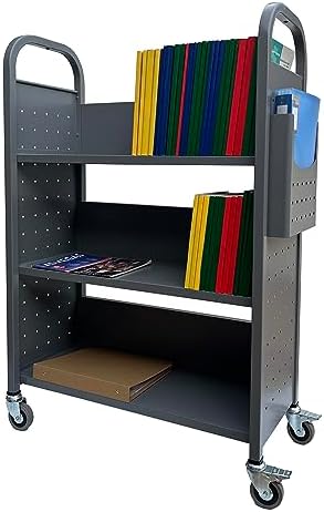Amazon.com: Rolling Library Book Cart – 34 Inches Tall, 100LBS Capacity ...
