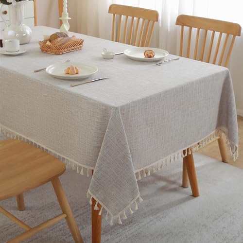 Amazon.com: JIALE Textured Tablecloths, Heavy Duty Cotton Linen ...