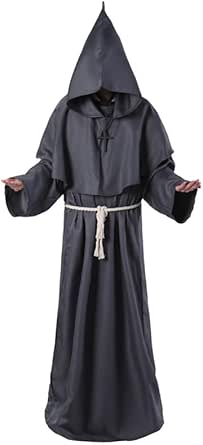 Amazon.com: Friar Monk Robe Medieval Monk Priest Hooded Robe Cloak ...