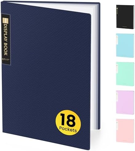 Amazon.com : Sooez Binder with Plastic Sleeves 18-Pocket, Displays 36 ...