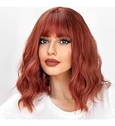 Amazon.com : Miuric Wigs for Women Wavy Short Black Wig with Bangs ...