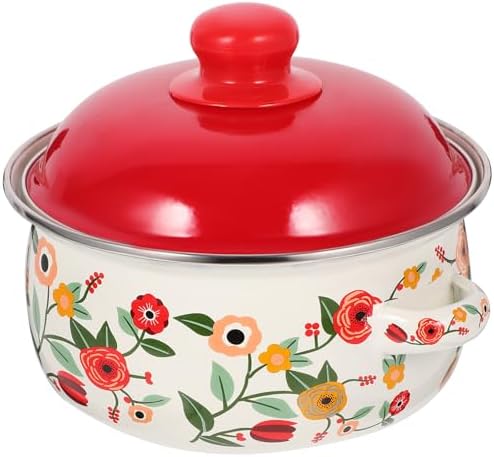 Amazon.com: VIKKSAER 2.8 Qt Vintage Enamel Simmer Pot, Green Floral ...