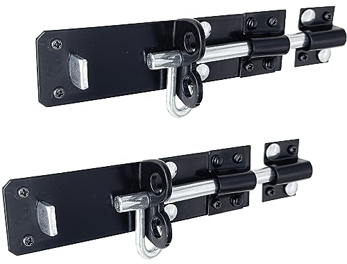 IRONTITE 2 Pack Black Brenton Bolt Gate Bolt 150mm (6″), Ideal Door ...