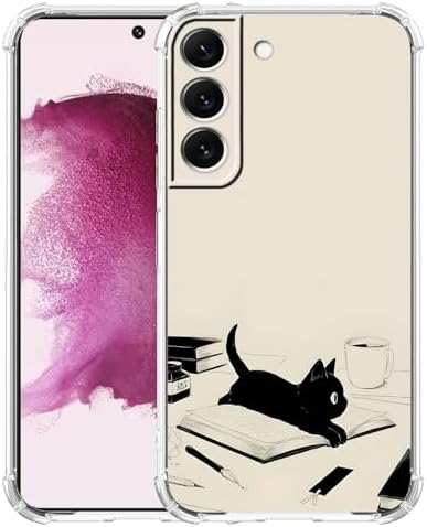 Amazon.com: Black Cat and Books Case Compatible with Samsung Galaxy S22 ...