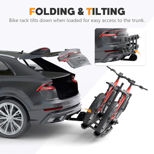 HOPE YOU READY 2 EBike Rack with Ramp, 2'' Hitch Mounted Lockable Bike Racks, 200lbs Capacity ...