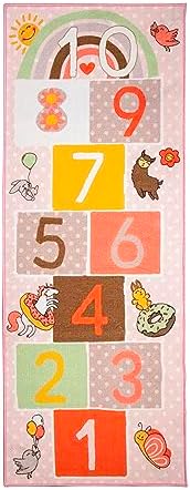 Amazon.com: OVALLEY Kids Hopscotch Rug - Indoor, Game Mat with Numbers ...