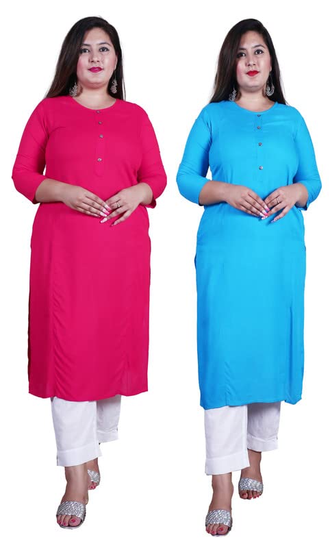 Buy LABASANA Rayon Combo Pack Solid Kurti's for Women's |Pack of 2 ...