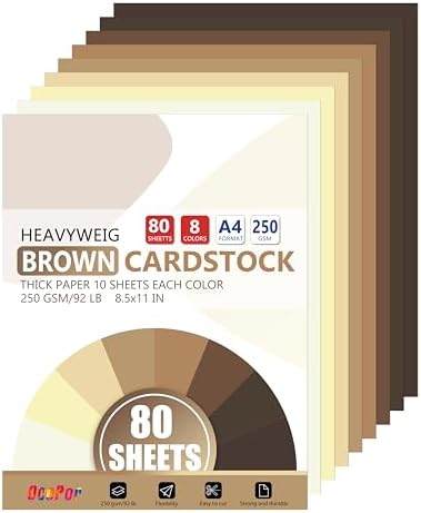 OcePor 80 Sheets Brown Cardstock Paper, Colored Printer Paper 8.5 x 11 ...