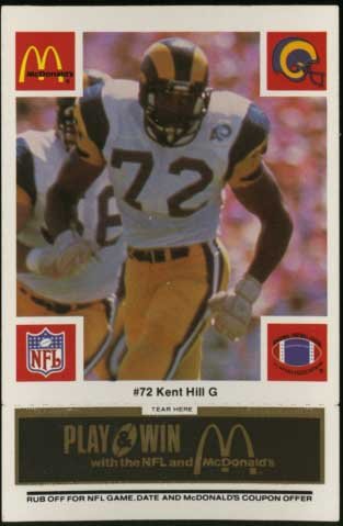Kent Hill "Los Angeles Rams" McDonald's NFL Play & Win 1986 Football ...