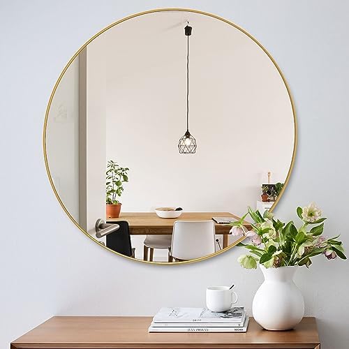 Amazon.com: 42 Inch Large Round Mirror Oversized Modern Brushed Metal ...
