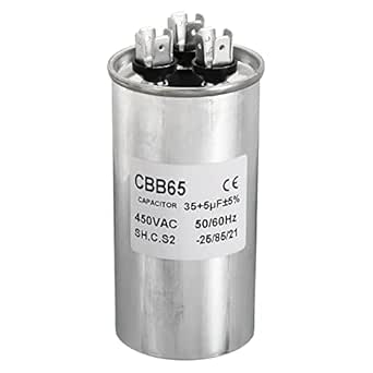PATIKIL 35+5uF 35/5MDF 450VAC Fan Start Capacitor, CBB65 Circular Dual Run Capacitor for Air ...