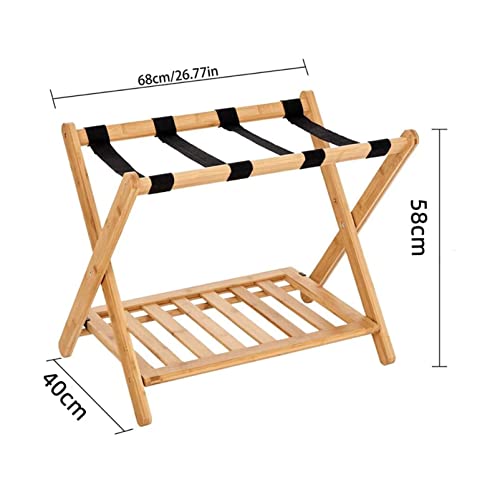 2 Pack Double Level Luggage Holder with Shoe Shelf - Solid Wood Hotel ...