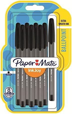 Paper Mate Inkjoy 100 Ballpoint Stick Pen Medium Point Black 8 Pack ...