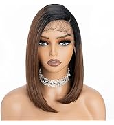 Amazon.com : DÉBUT Side Part Lace Front Asymmetrical Wigs Long Bob Wig ...