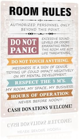 Amazon.com: Treasure Gurus Room Rules Hours of Operation Metal Sign ...