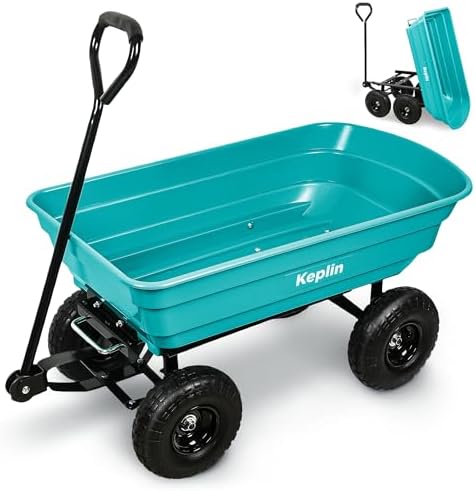 FEFE-Heavy-Duty Dumping Cart Garden Wheelbarrow – 2-in-1 Convertible ...