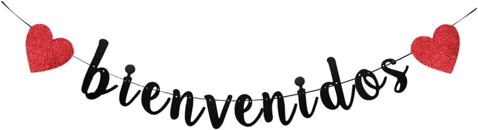 Amazon.com: TENNYCHAOR Bienvenidos Banner - Black Glitter Fiesta ...
