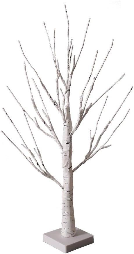 Amazon.com : XIYAO 2FT Lighted Birch Tree with 24L Warm White LEDs ...