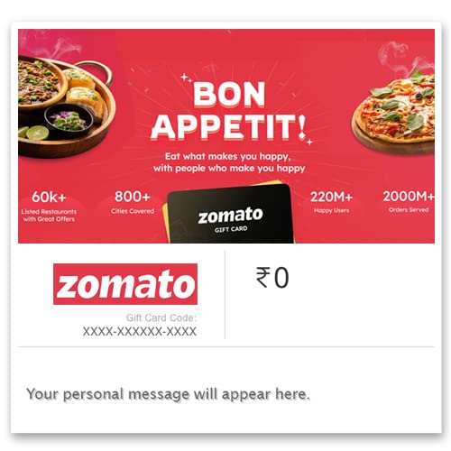 Zomato |E-Gift Card | Instant Delivery | Valid for online purchase ...