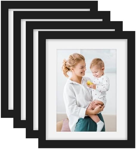 AEVETE Black 8x10 Picture Frames 4 pack Made of Natural Solid Wood ...