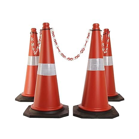 ROBUSTT Parking Barrier Traffic Cones With Chain (Pack of 4) for no ...
