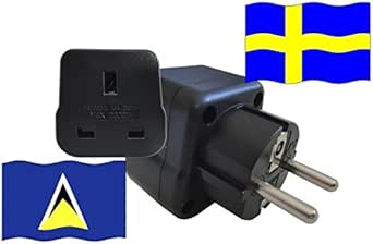 Travel Adaptor Plug for Sweden – Holiday St. Lucia with Grounded Plug ...