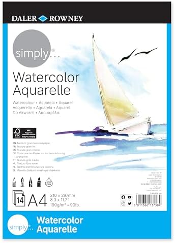 Daler-Rowney Simply Pastel Paper Pad, A4, 150gsm, 14 Sheets, Drawing ...